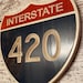 Interstate 420 Shield Carved Wood Highway Sign. Weed Lovers Man Cave ...