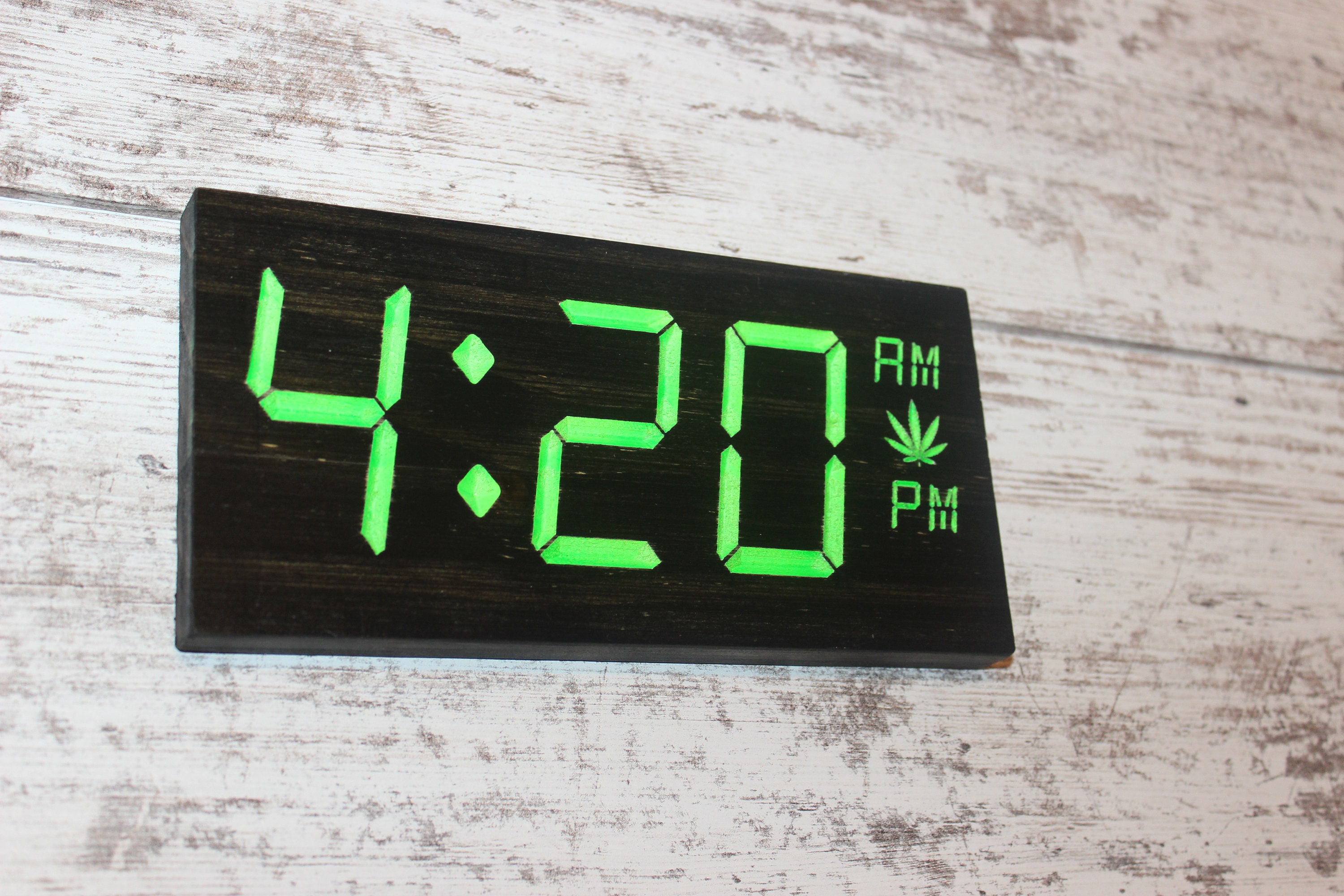 It's 420 Somewhere! Faux Digital Clock Set at 420. Carved Wood Clock ...