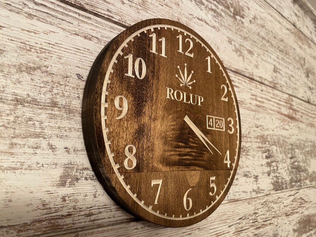 It's 420 Somewhere! Faux Clock Set at 420. Carved Wood Clock. Weed ...