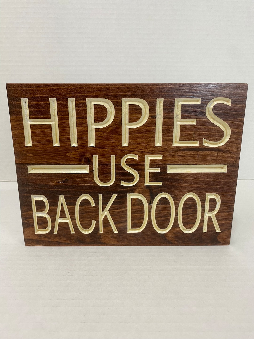 Hippies Use Back Door! Humorous Carved Wood Sign for Your Man Cave ...