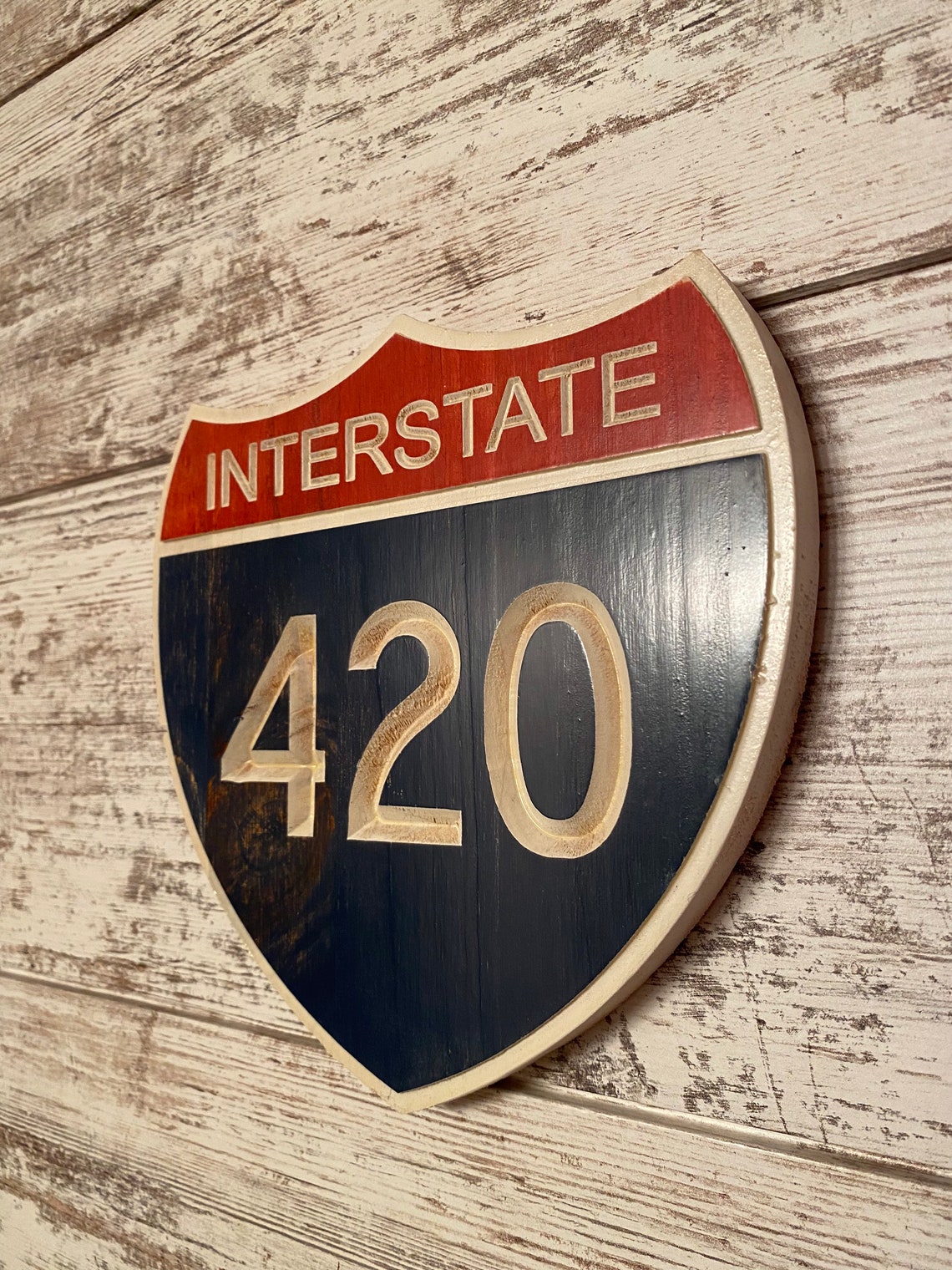 Interstate 420 Shield Carved Wood Highway Sign. Weed Lovers | Etsy