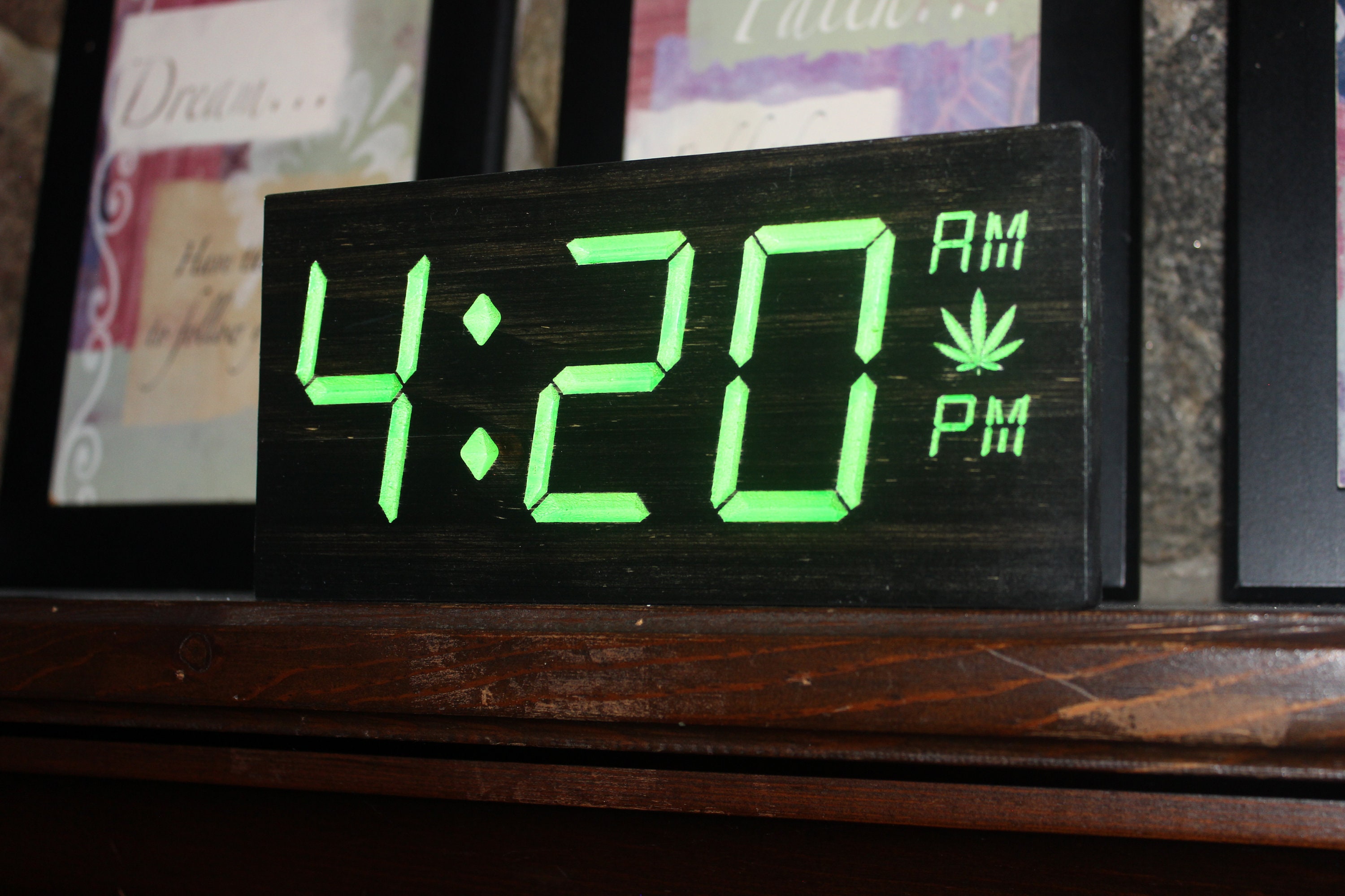 It's 420 Somewhere! Faux Digital Clock Set at 420. Carved Wood Clock ...