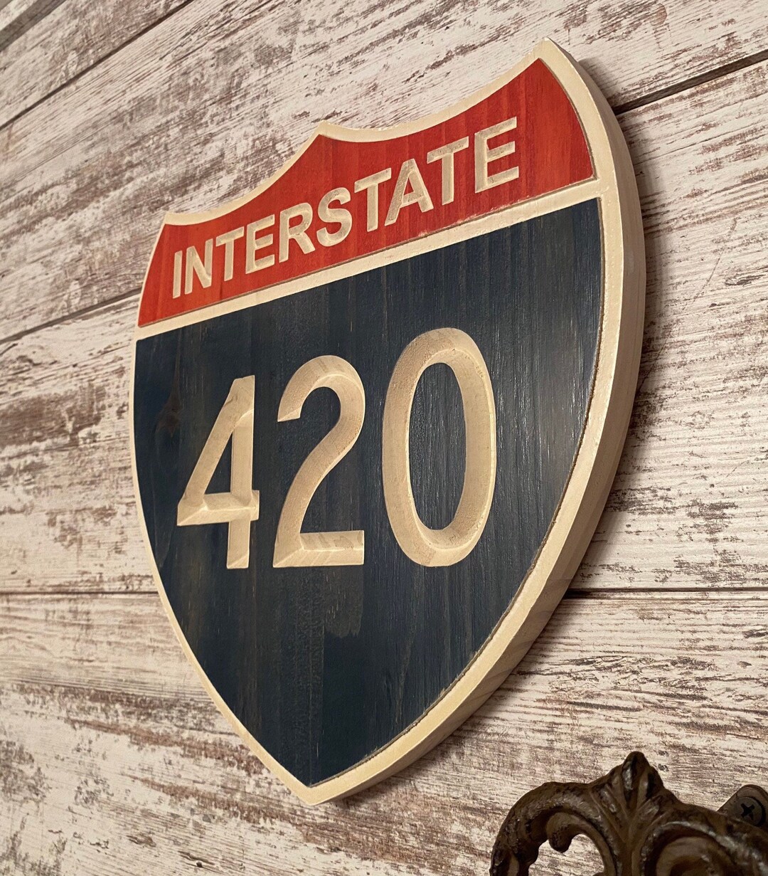 Interstate 420 Shield Carved Wood Highway Sign. for Your Weed Lovers ...