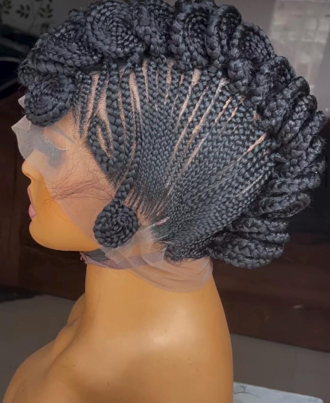 Brauded Wig,braids Wig,african Style,full Lace,human Hair Blend ...