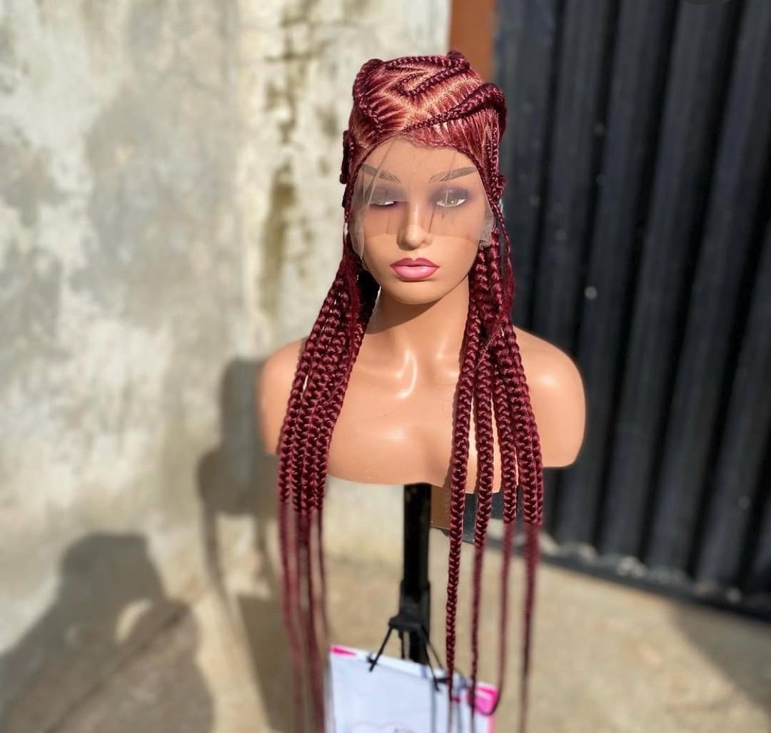Corn Row,braided Wig,braids Wig,full Lace,human Hair,ghana Braids ...