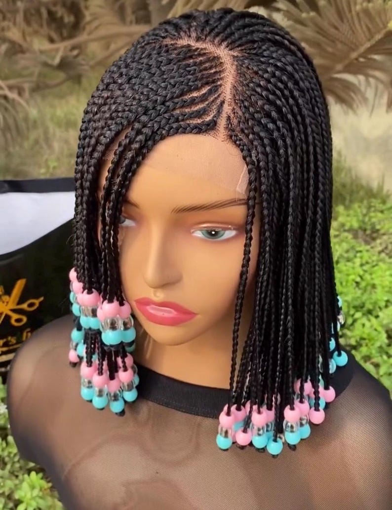 Braided Wig,braids Braided Wig, Braids Wig,ready to Ship,beads Braids ...