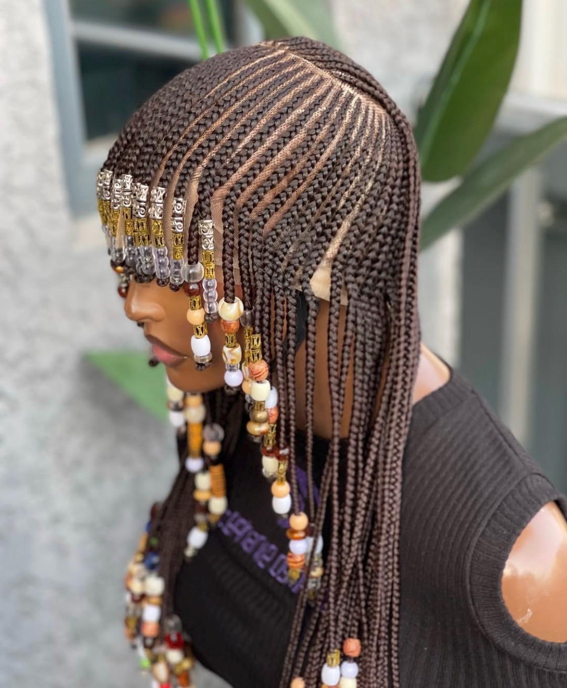 Braided Wig,weaving Braids,beads,style Wig,braids Wig,ready to Ship ...