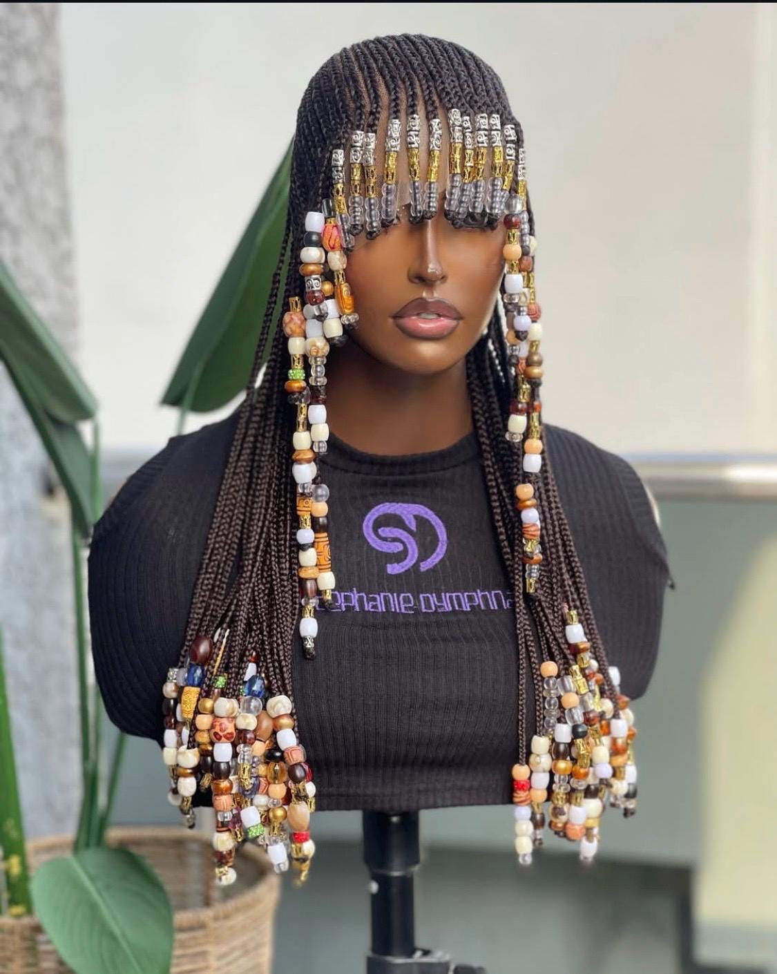 Braided Wig,weaving Braids,beads,style Wig,braids Wig,ready to Ship ...