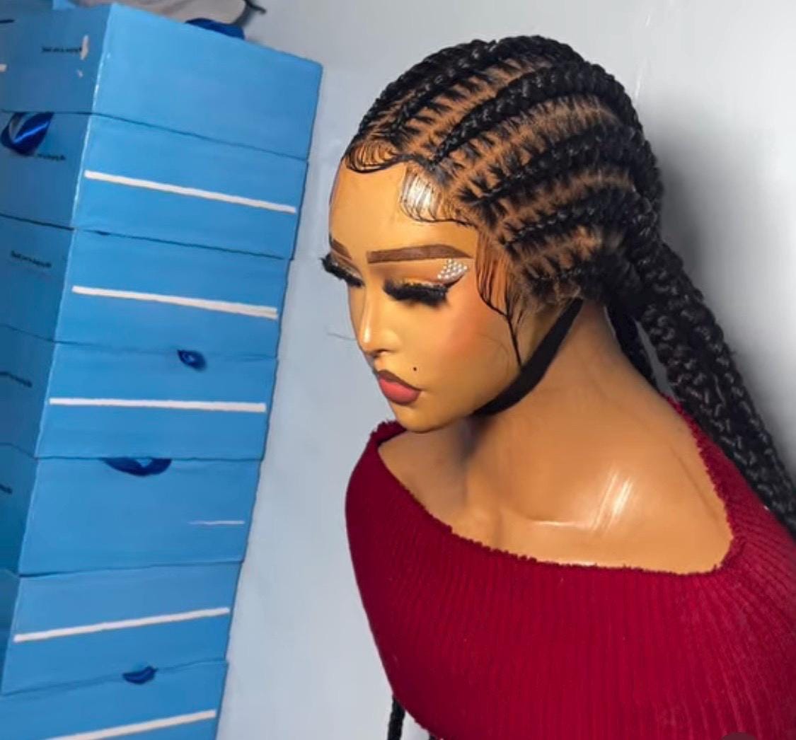 Cornrows,all Back Braids, Full Lace,human Hair Blend,for Black Women ...