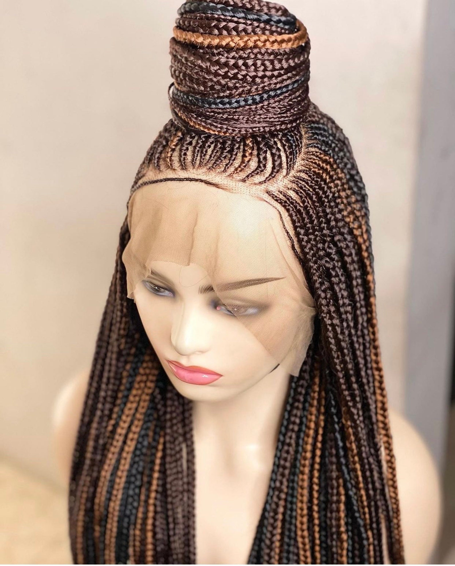 Feed in Cornrows Wig for Black Women Senegalese Wig Weaving French ...