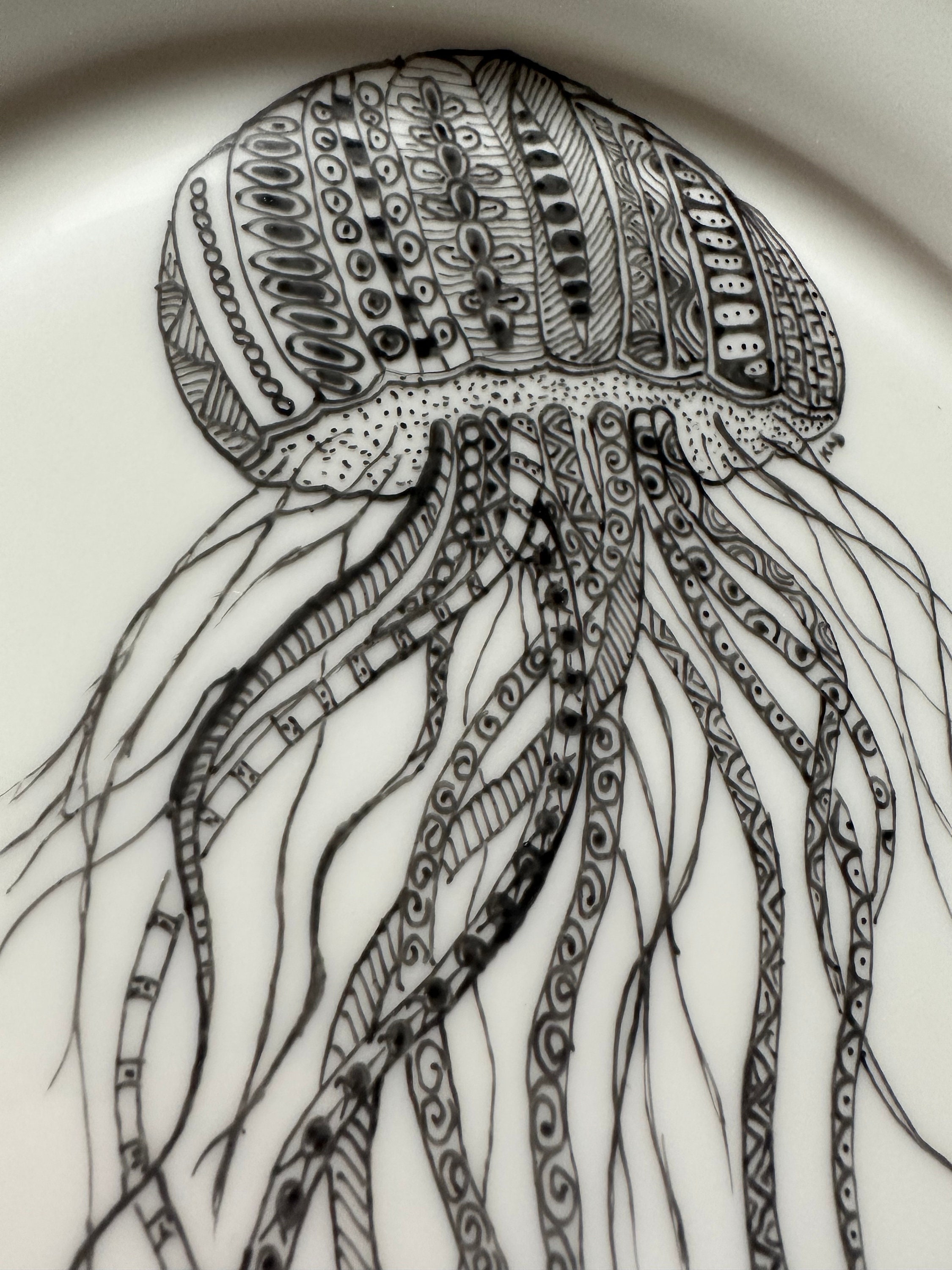 Hand Painted, Jellyfish Zentangle Pattern , 10 Inch Bone China Dinner Plate - Etsy UK