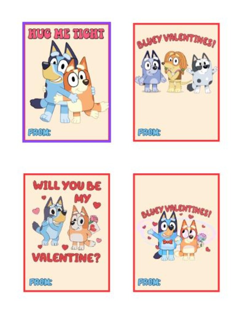 Bluey Valentine Cards - Etsy