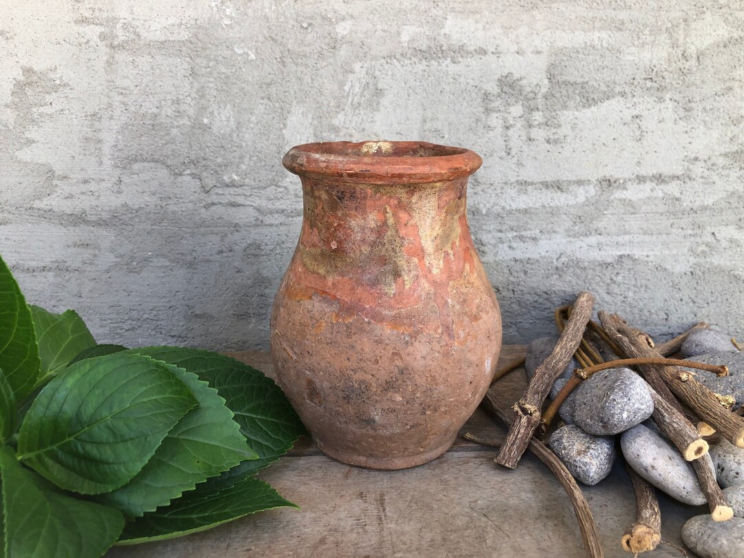 Antique Glazed Vessel, Primitive Clay Pot, Wabi Sabi Décor, Rustic ...