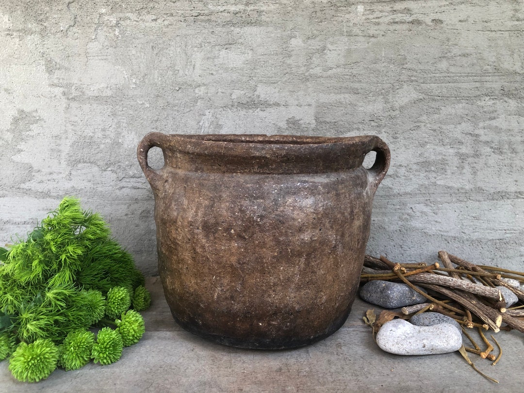 Antique Vessel, Primitive Clay Pot, Rustic Mediterranean Vase, Old ...