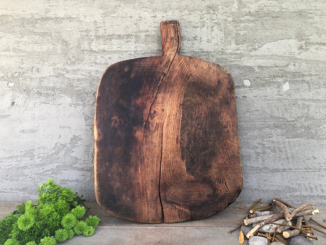 Antique Primitive Handmade Wooden Cutting Board, Rustic Mediterranean ...