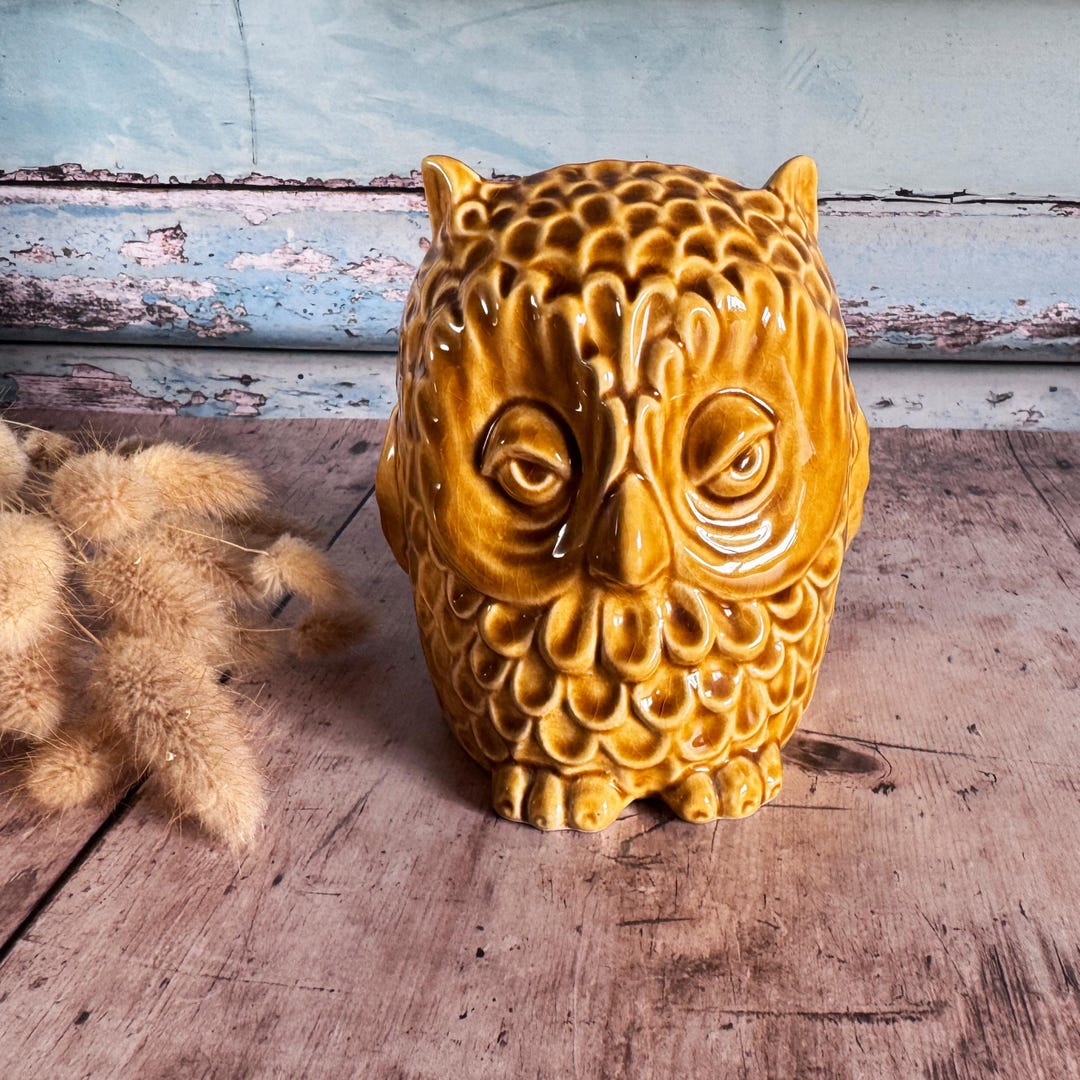 Vintage Yellow Ceramic Owl Money Box, Sylvac Pottery, Vintage Decor - Etsy