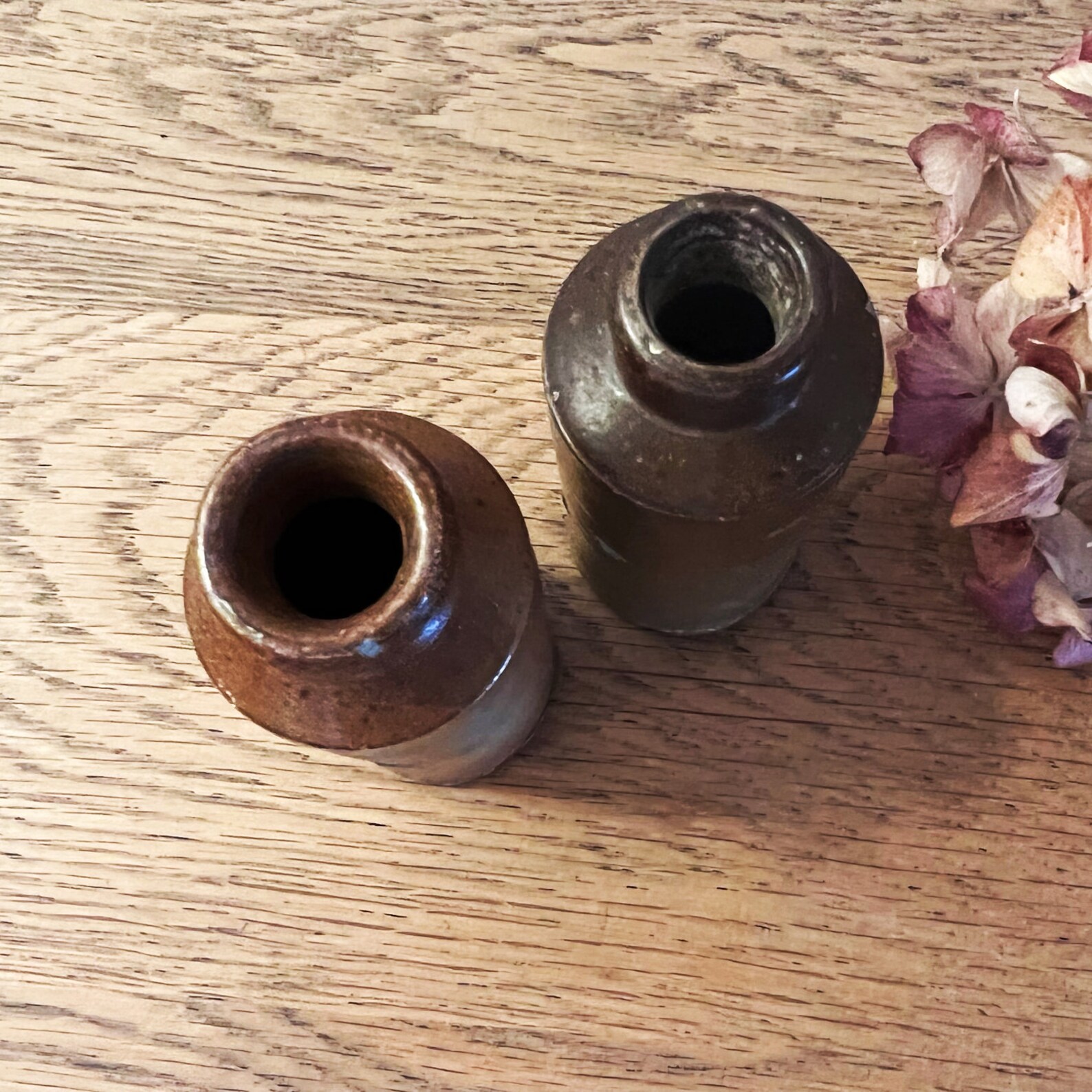 Pair of Vintage Stoneware Ink Pots Stem Pots Farmhouse Decor - Etsy