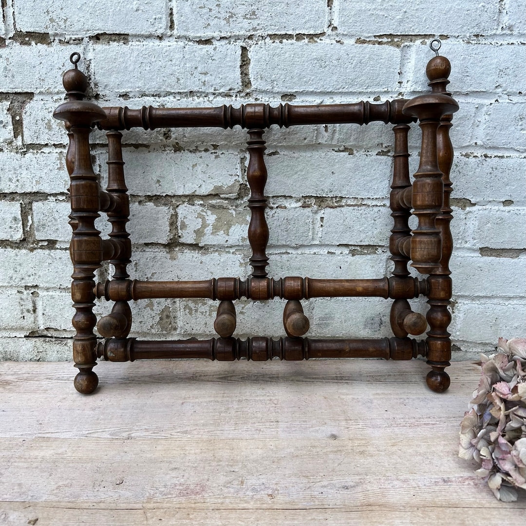 French Antique Wooden Bobbin Turned Coat Rack, Coat Hanger, Farmhouse ...