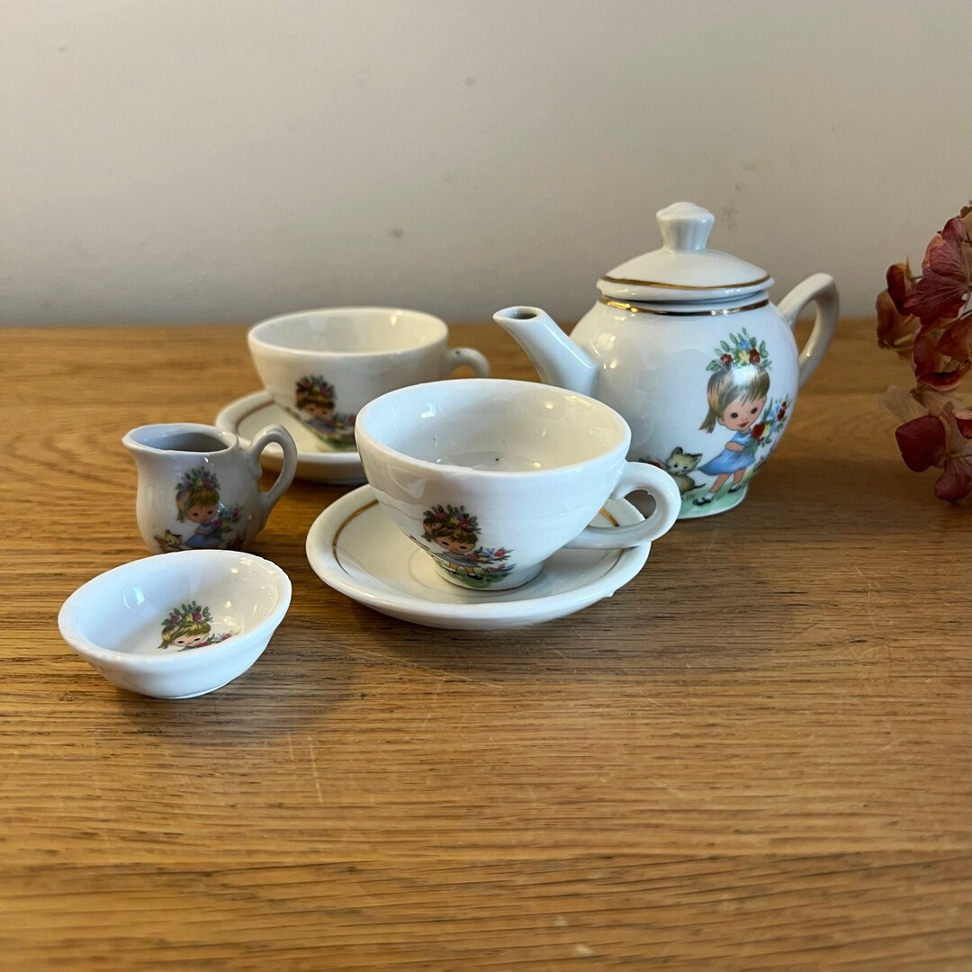 Vintage Dolly Miniature Tea Set, Collectible Ceramics, Vintage ...
