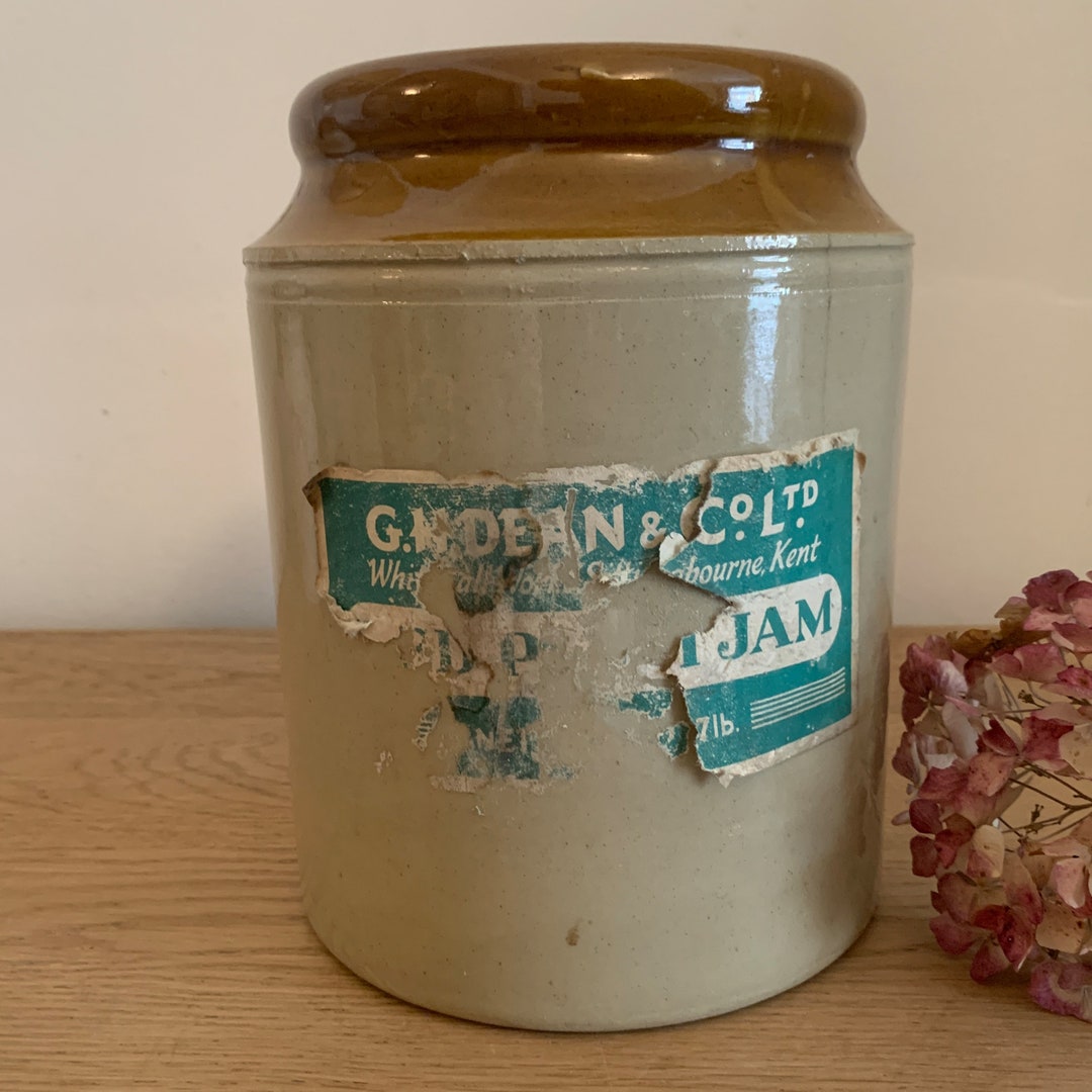 Vintage Stoneware Jam Jar, Vintage Storage, Farmhouse Decor - Etsy
