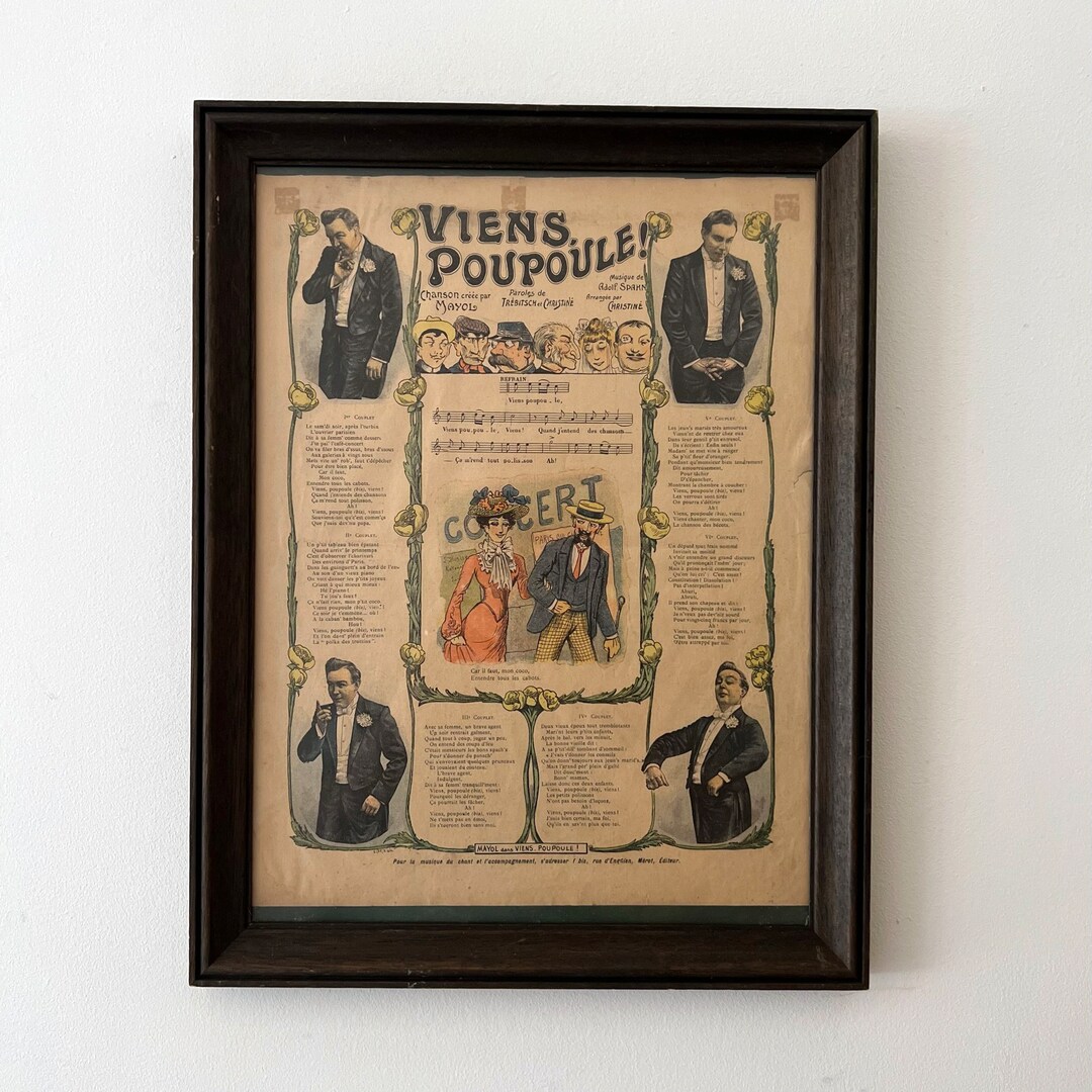 Antique French Framed Magazine Page, Antique Media, Antique Magazine ...