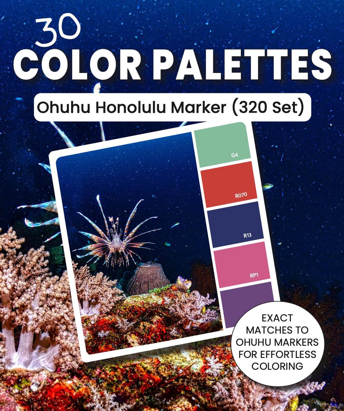 30 Ohuhu Color Palettes | Matched to Honolulu 320 Set | Instant PDF ...