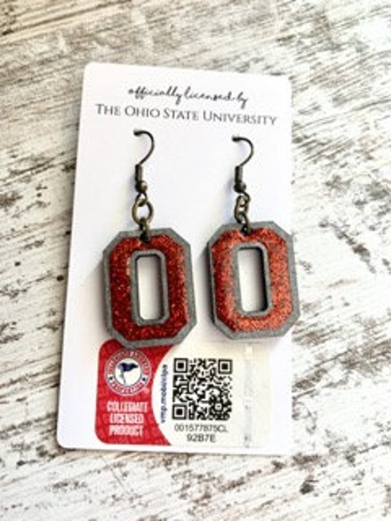 OSU Ohio State University Block O Red Glitter Grey Outline - Etsy