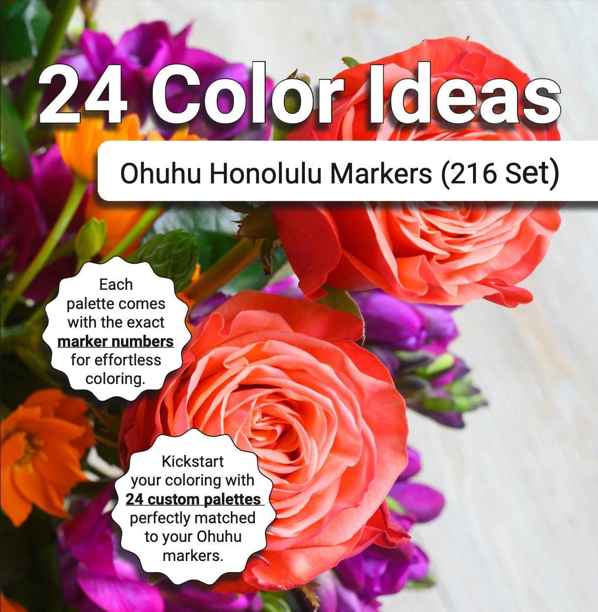 Color Palettes for Ohuhu Honolulu 216 Markers | Matched by Marker Name ...