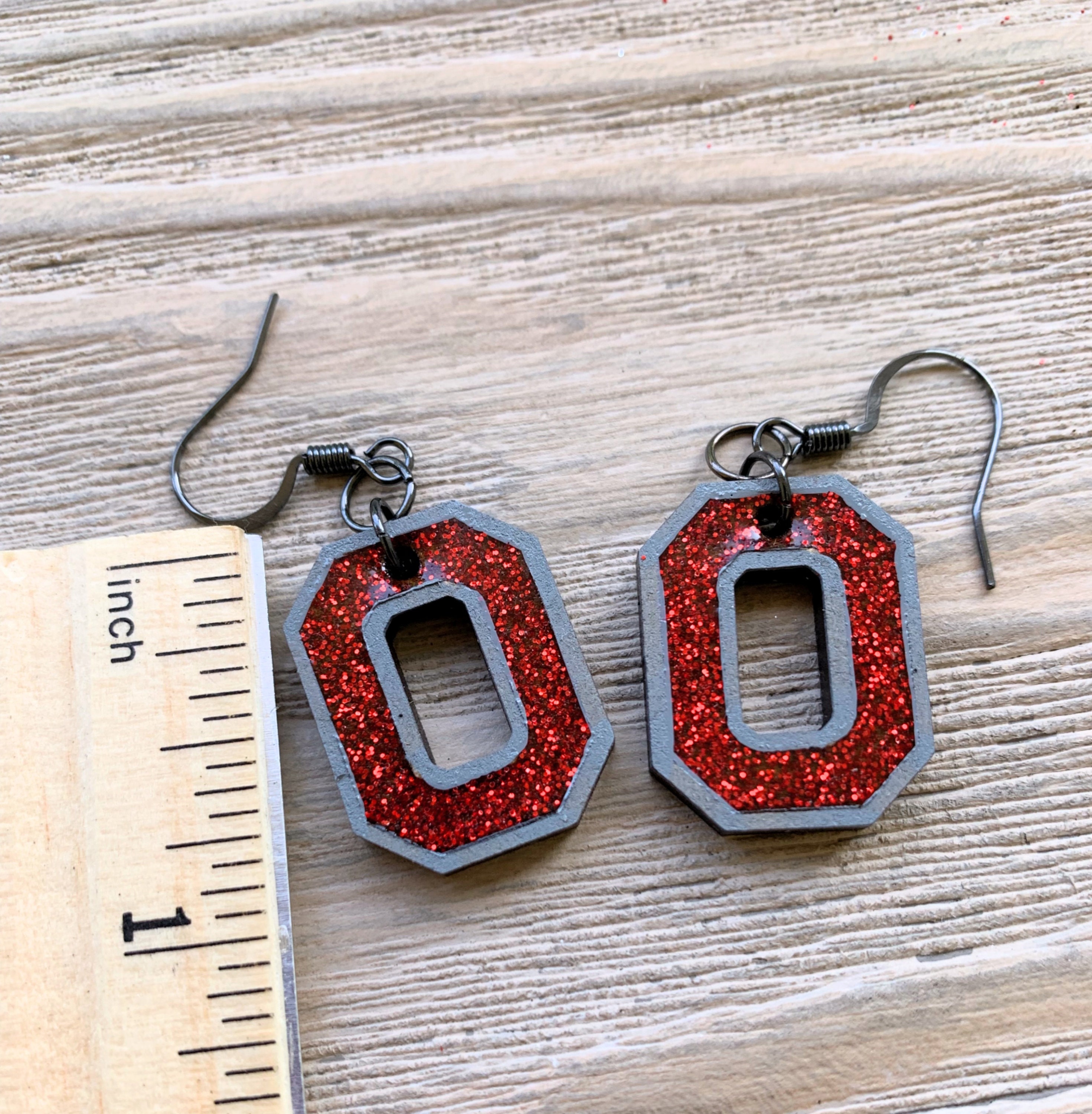OSU Ohio State University Block O Red Glitter Grey Outline - Etsy
