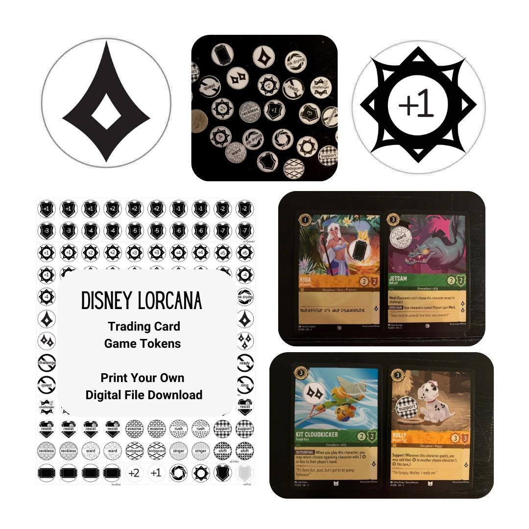 Disney Lorcana Game Tokens Digital Download .PDF Single Printable Sheet Circle Shaped 0.625 ...