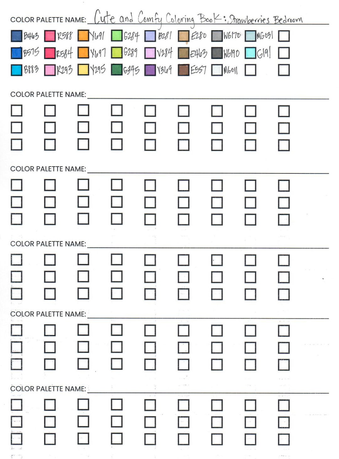 Copic & Ohuhu Marker Color Palette Tracker | Printable PDF | 8.5x11 ...
