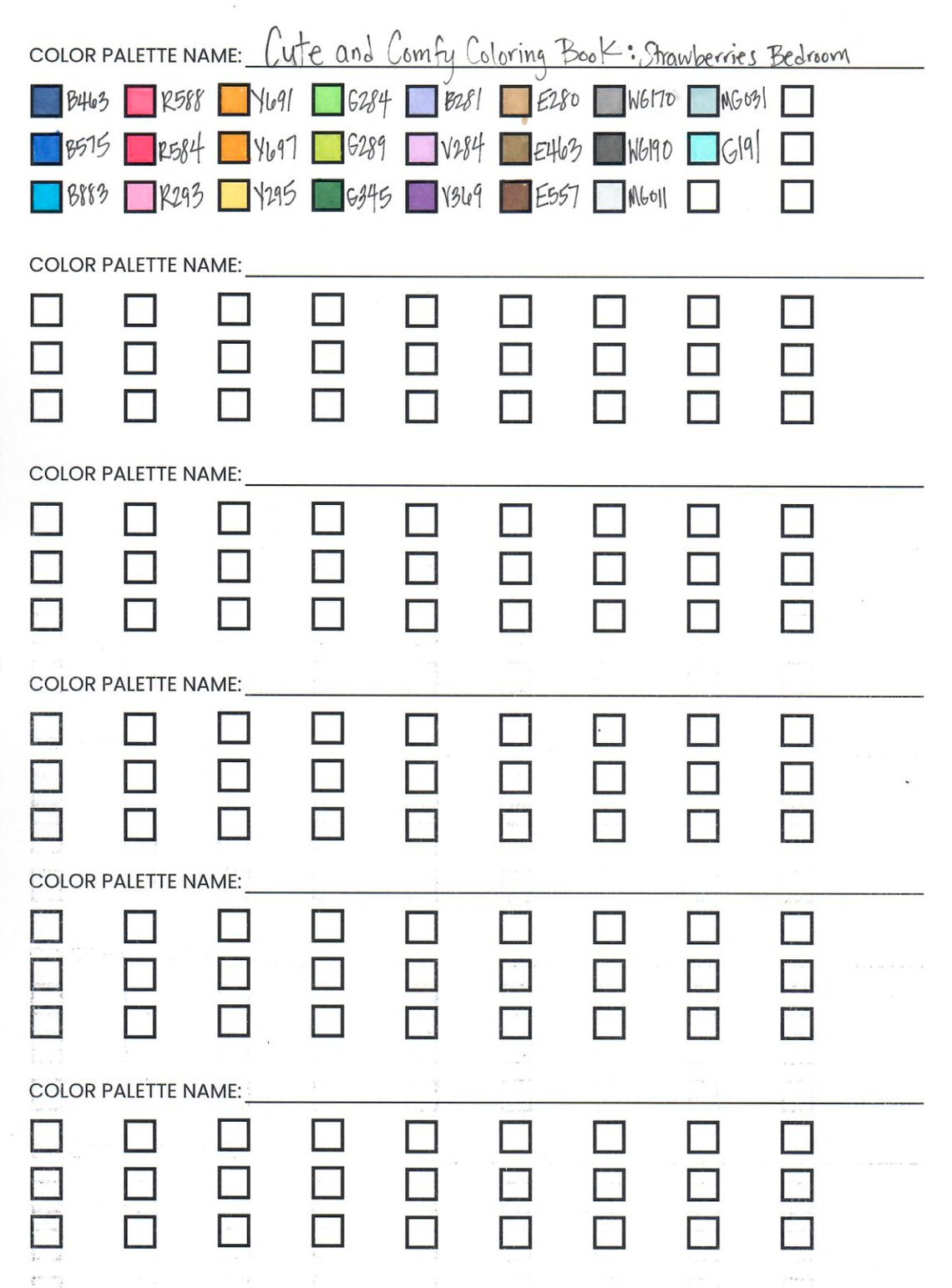 Copic & Ohuhu Marker Color Palette Tracker | Printable PDF | 8.5x11 ...