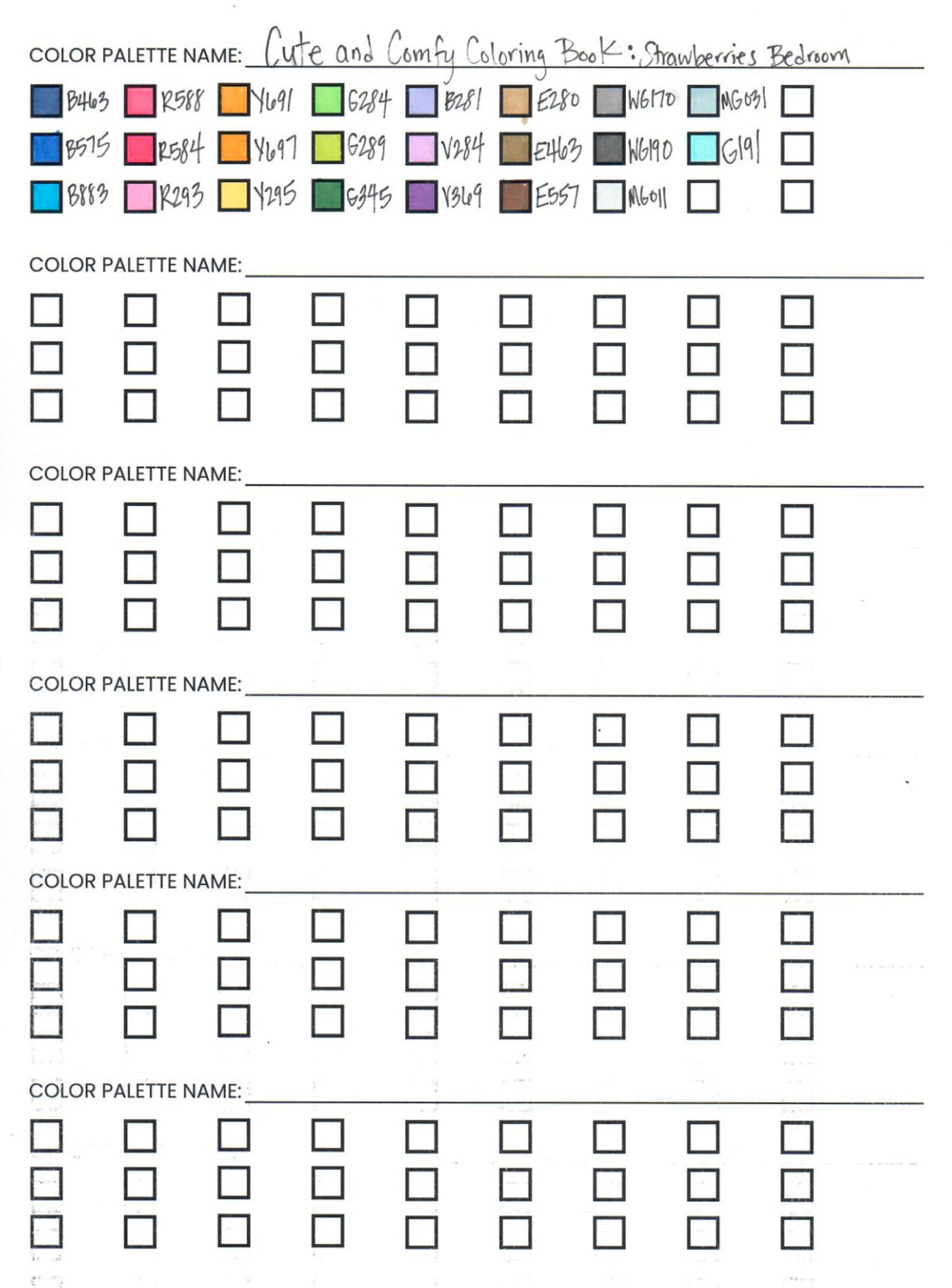 Copic & Ohuhu Marker Color Palette Tracker | Printable PDF | 8.5x11 ...