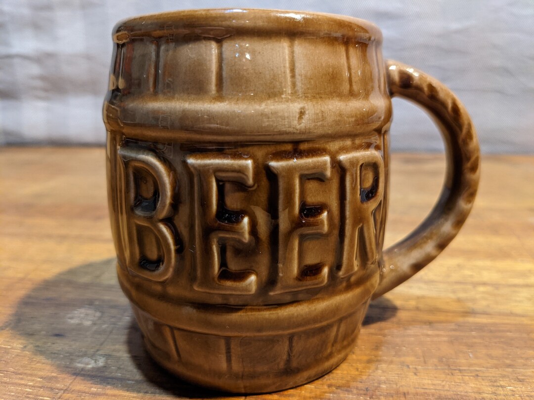 1979 Vintage Handmade Ceramic Barrel Beer Mugs / Ceramic Pottery Beer ...