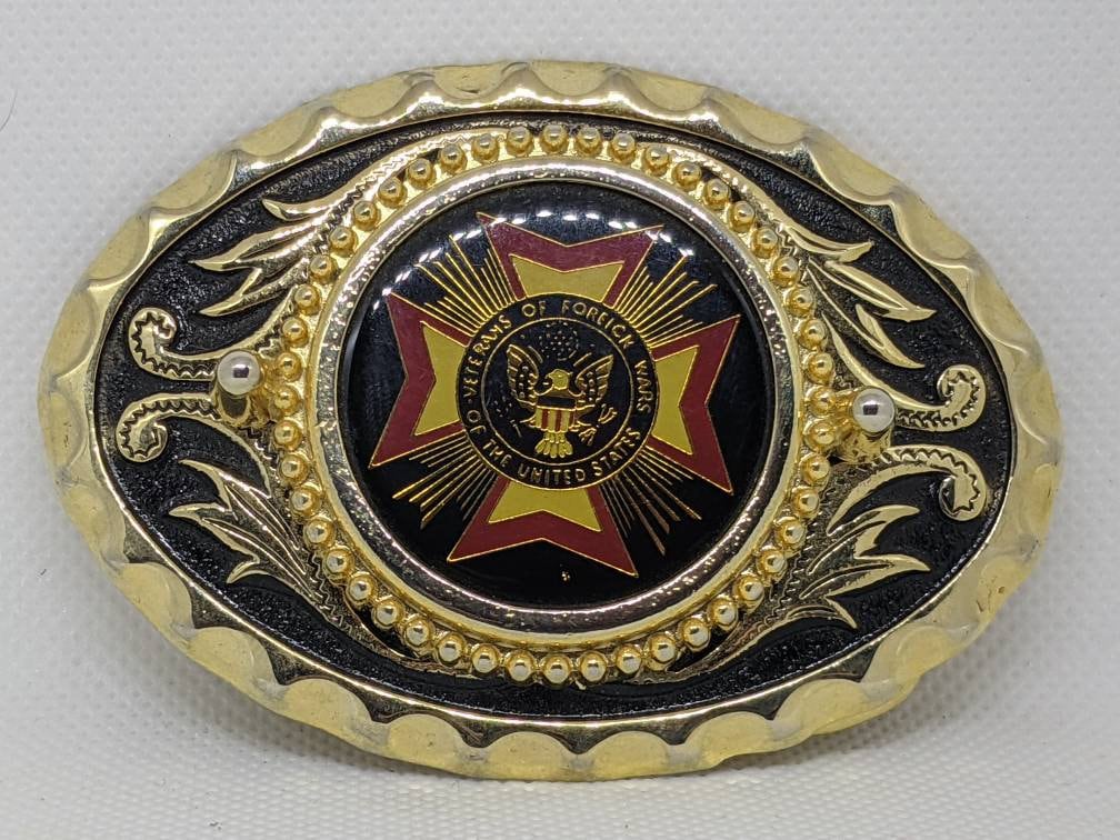Vintage VFW Belt Buckle in shiny brass tone / Veterans of | Etsy