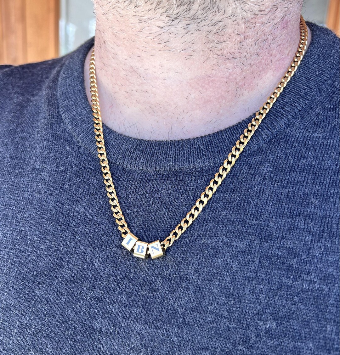 Personalized Gold Stainless Steel Curb Chain Necklace With Engraved ...
