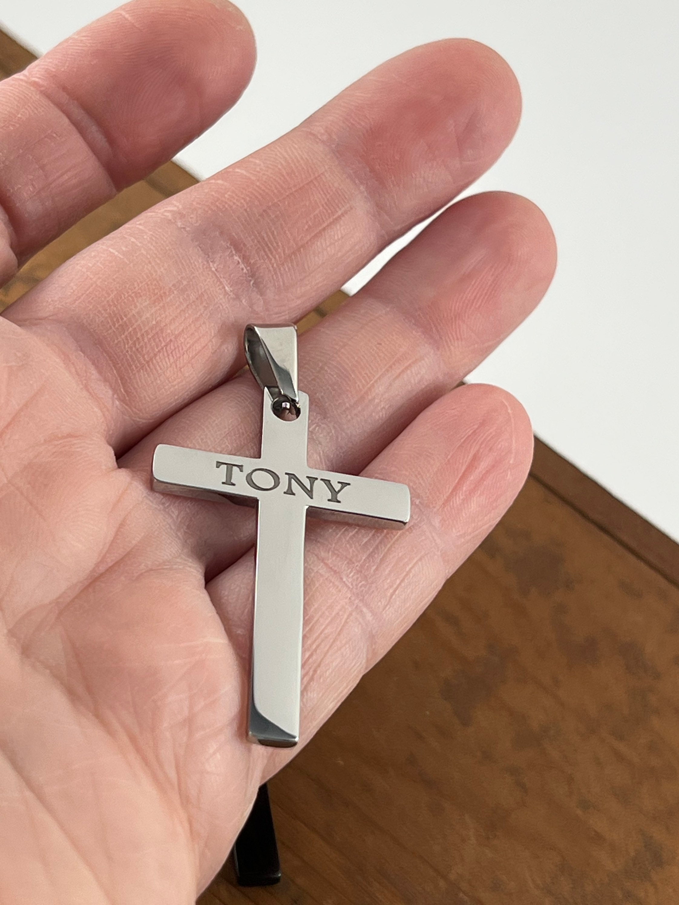 Custom Engraved Cross Stainless Steel Cross Personalized - Etsy