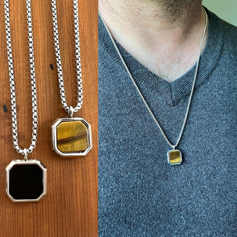 Mens Gemstone Necklace - Etsy