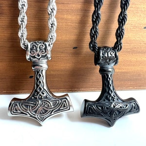 Thors Hammer Necklace Celtic Knot Hammer Pendant Chunky Nordic Viking ...