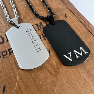Personalized Men's Dog Tag Necklace - Custom Engraved Name Necklace for ...
