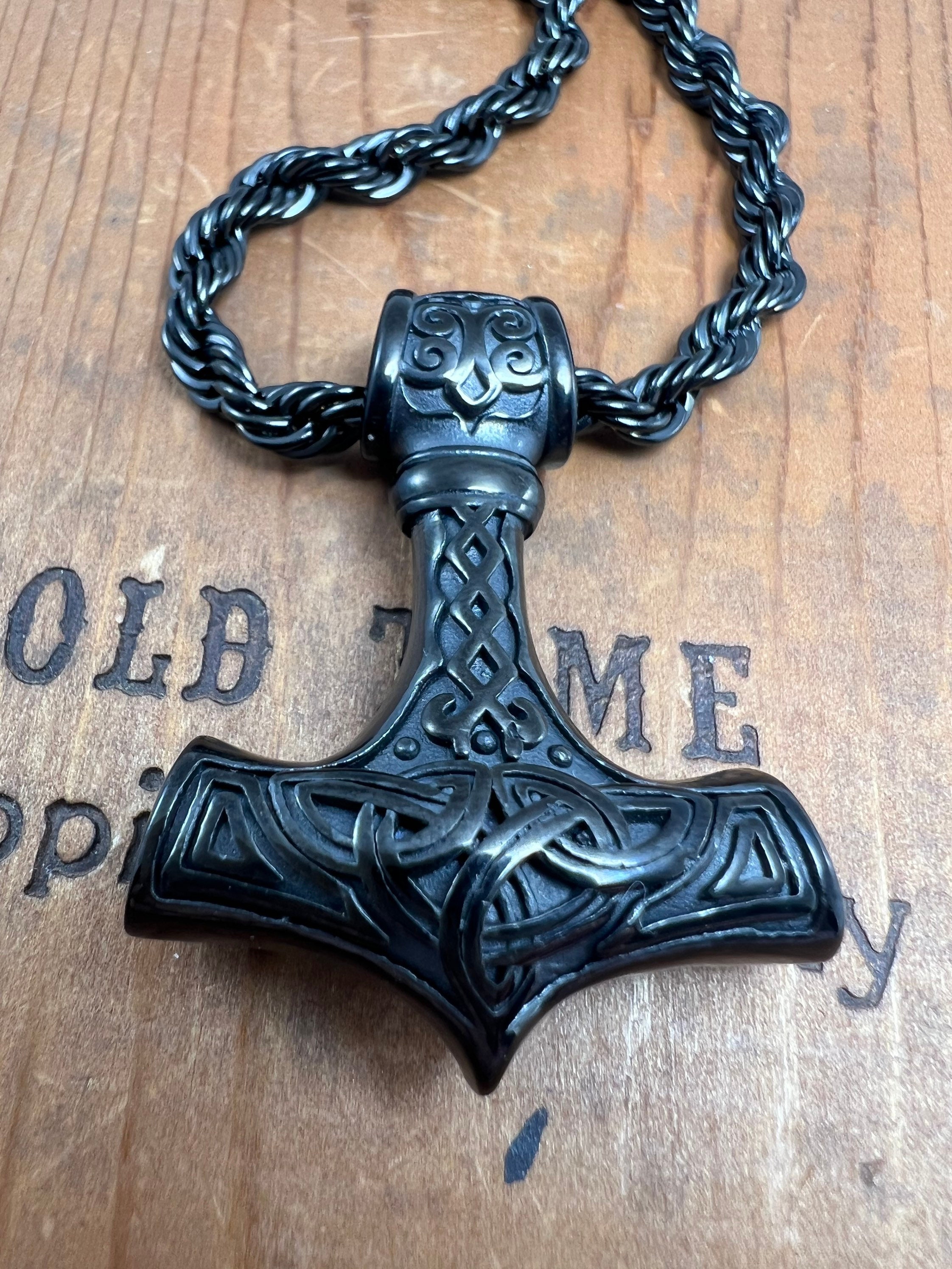 Thors Hammer Necklace Celtic Knot Hammer Pendant Chunky - Etsy