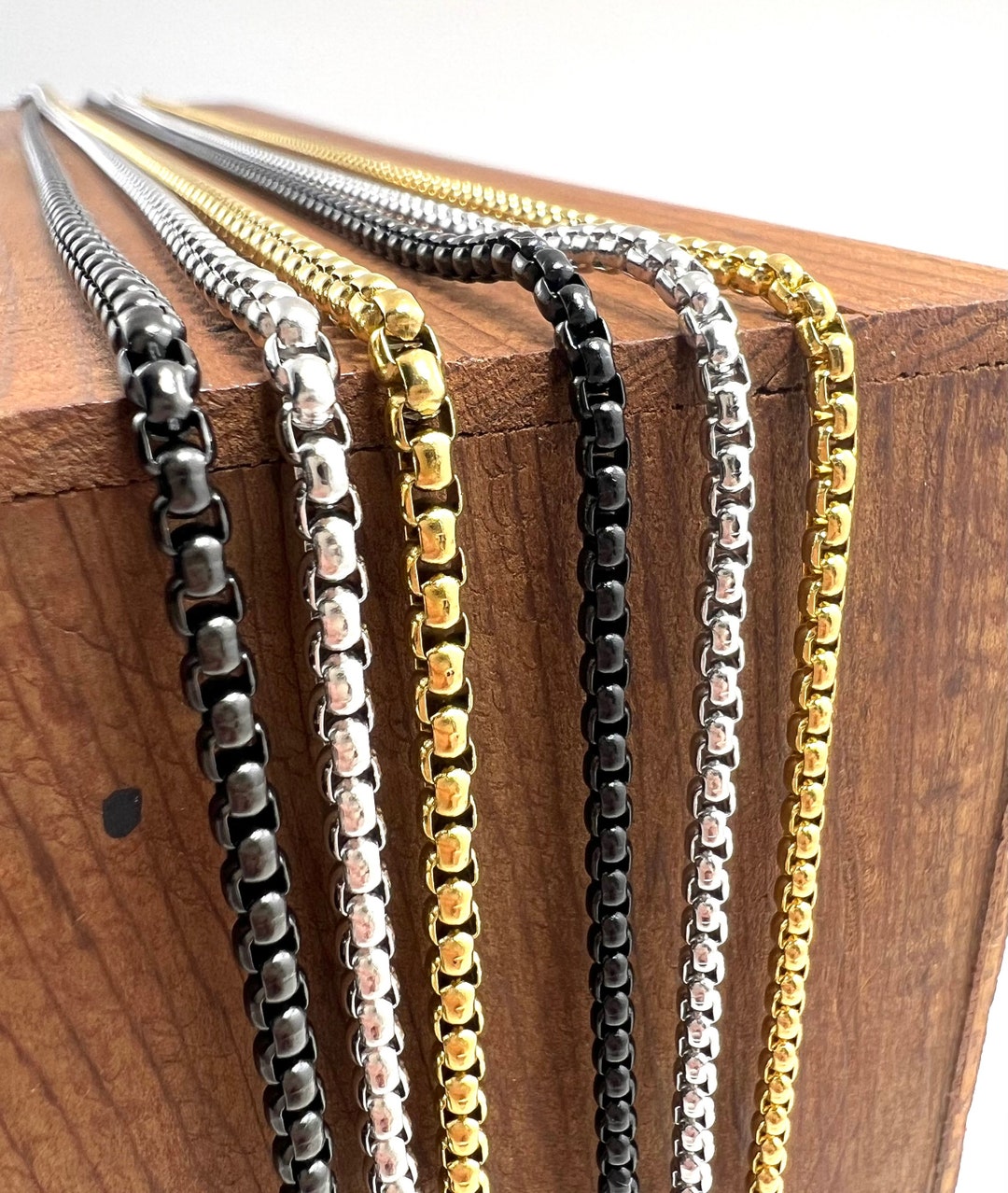 Box Chain 3mm or 2.5mm - Stainless Steel Box Chain - Non Tarnish Chain ...