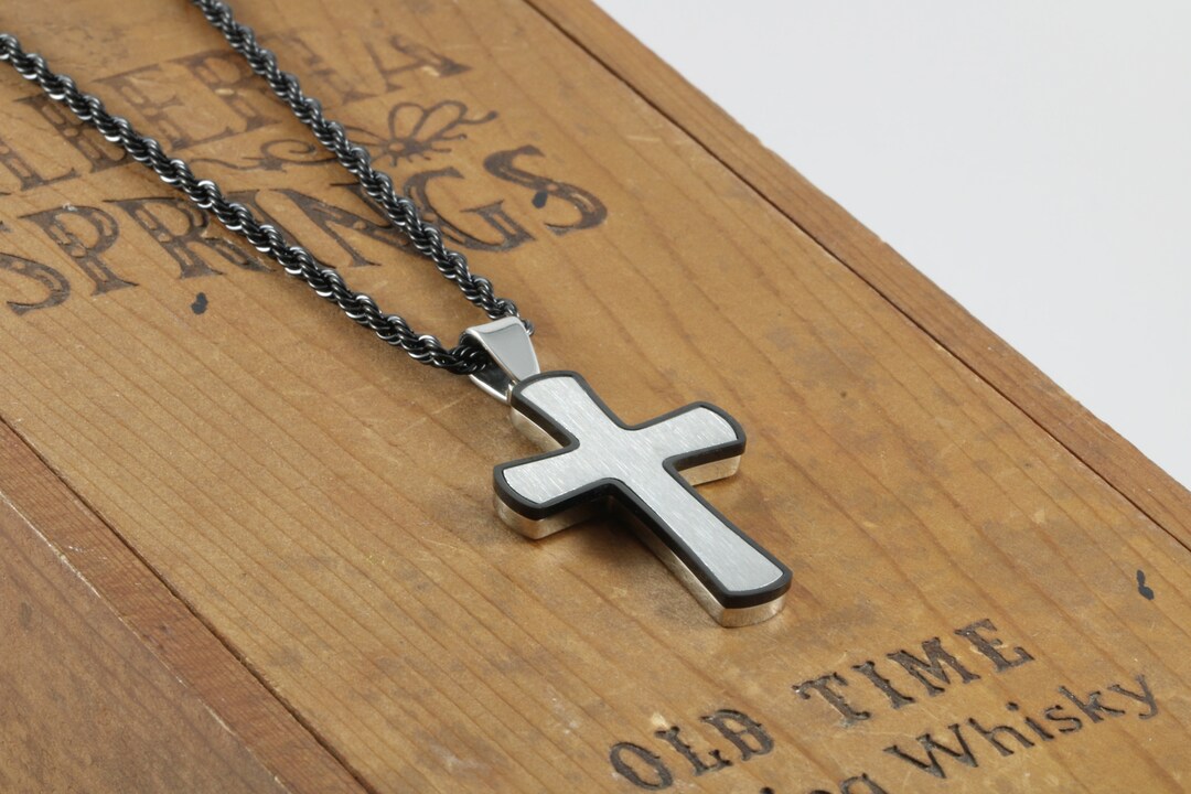Cross Pendant and 3mm Rope Necklace - Rope Chain Necklace - Custom ...