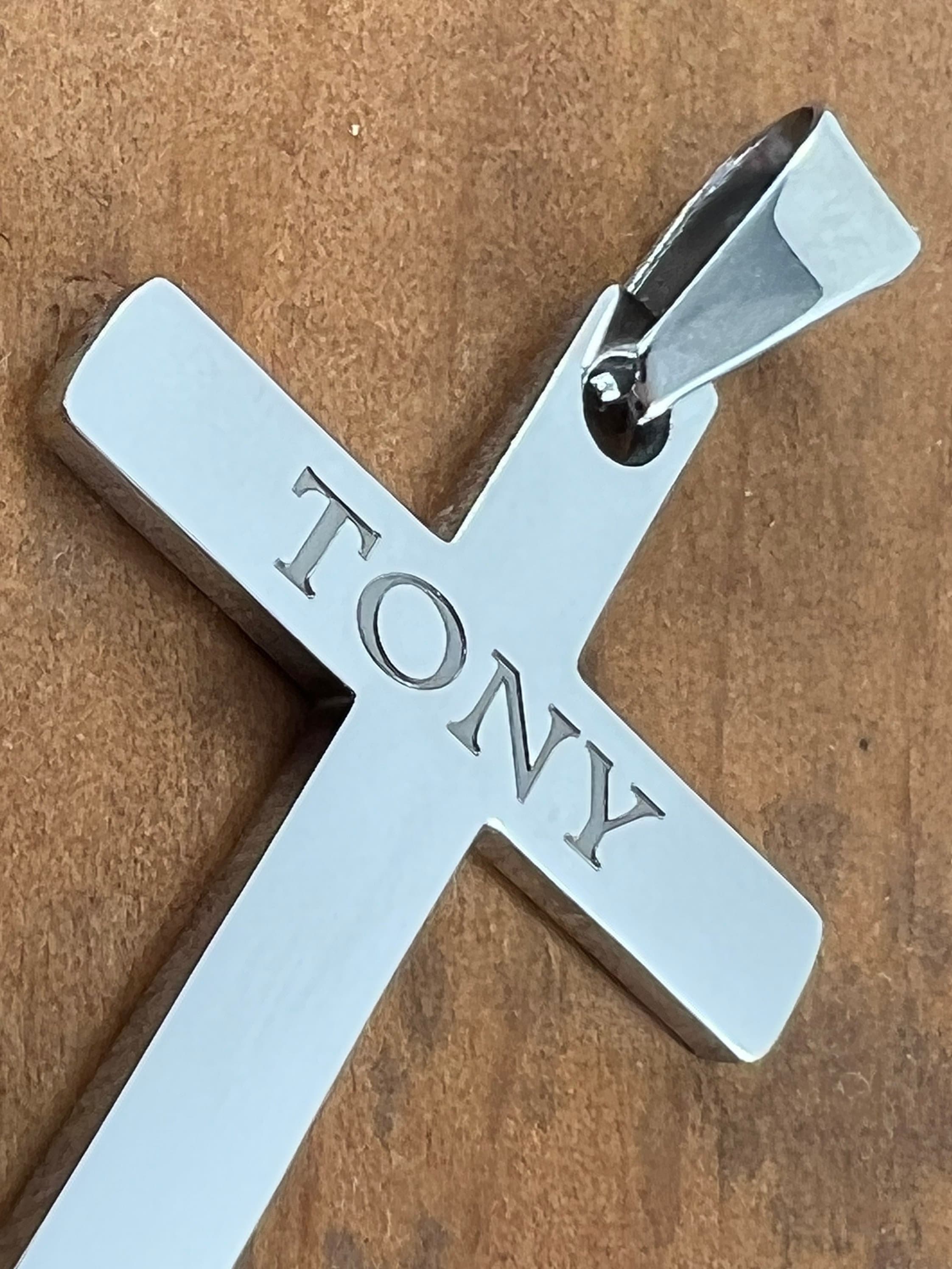Custom Engraved Cross Stainless Steel Cross Personalized - Etsy
