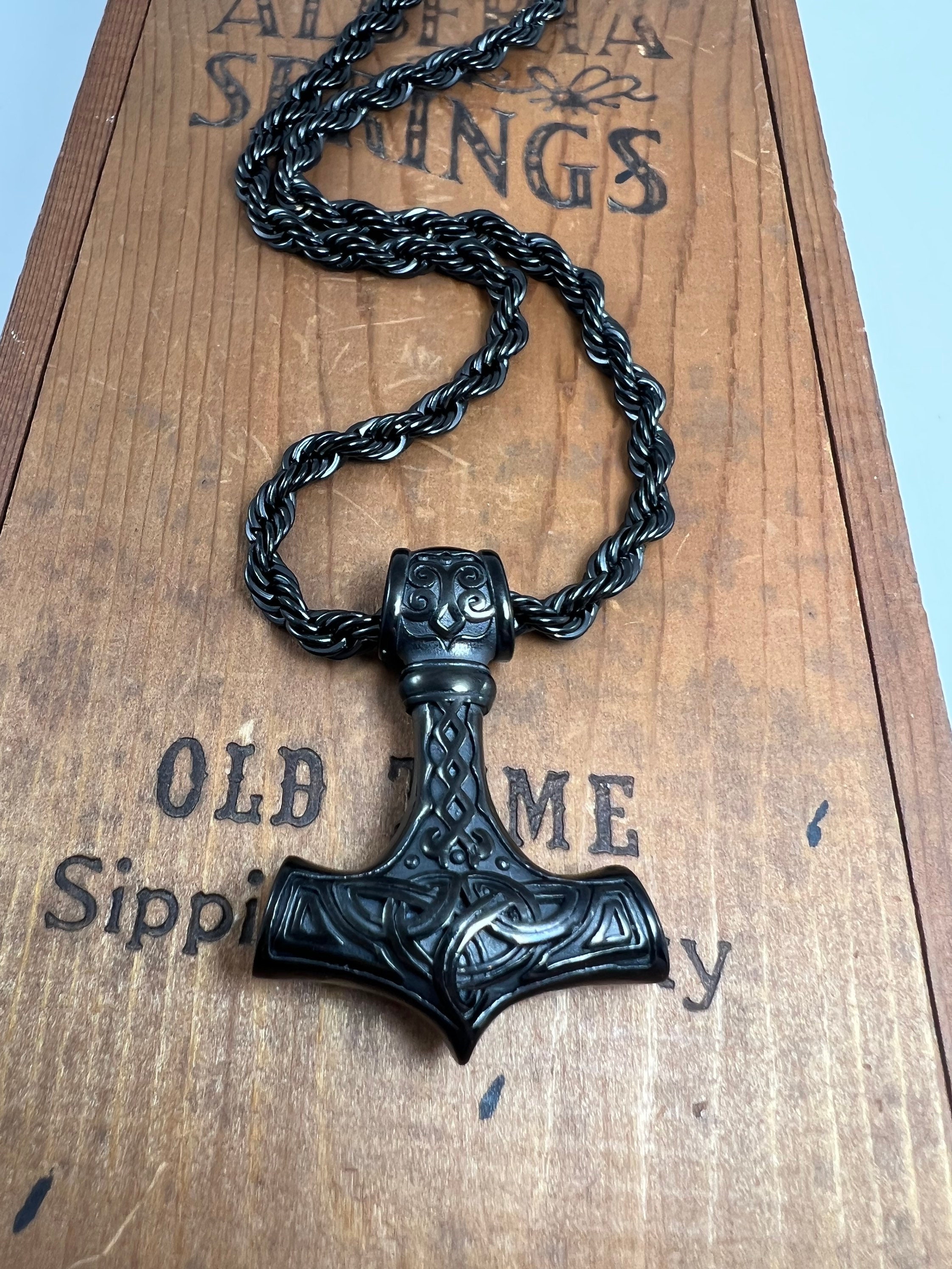 Thors Hammer Necklace Celtic Knot Hammer Pendant Chunky - Etsy