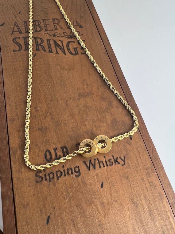 Personalized Coin Necklace With Rope Chain Circle Pendant - Etsy