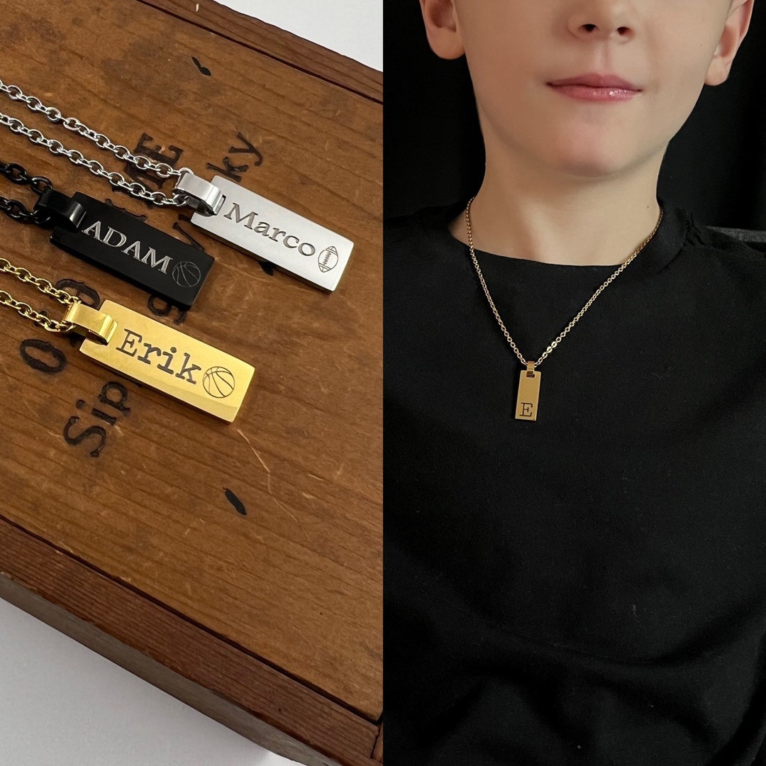 Custom Boys Name Necklace With Favorite Sports - Soccer Hockey ...