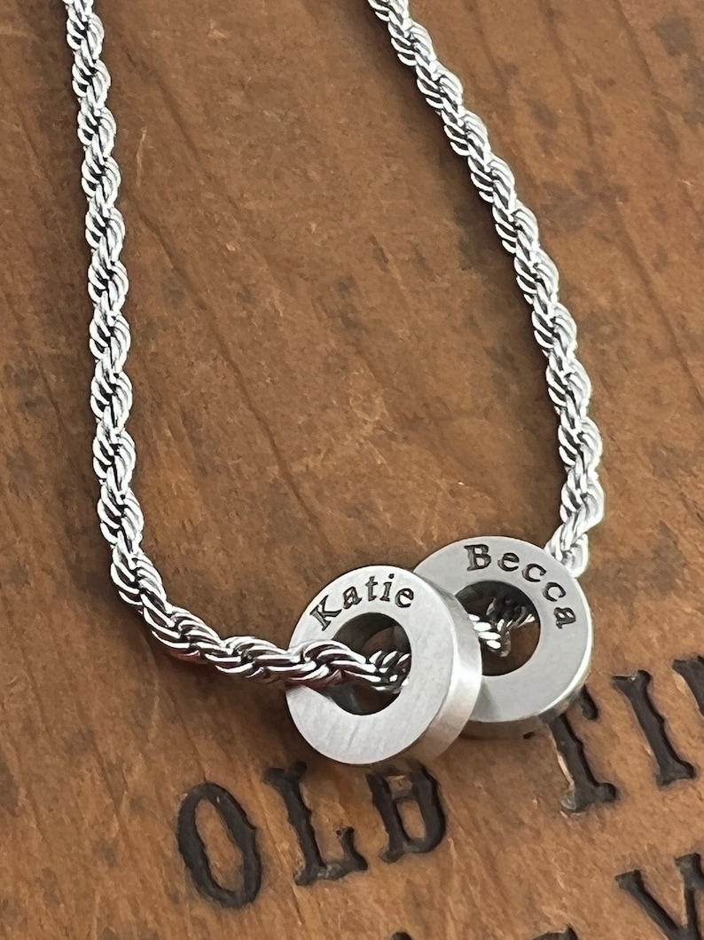 Personalized Coin Necklace With Rope Chain Circle Pendant - Etsy