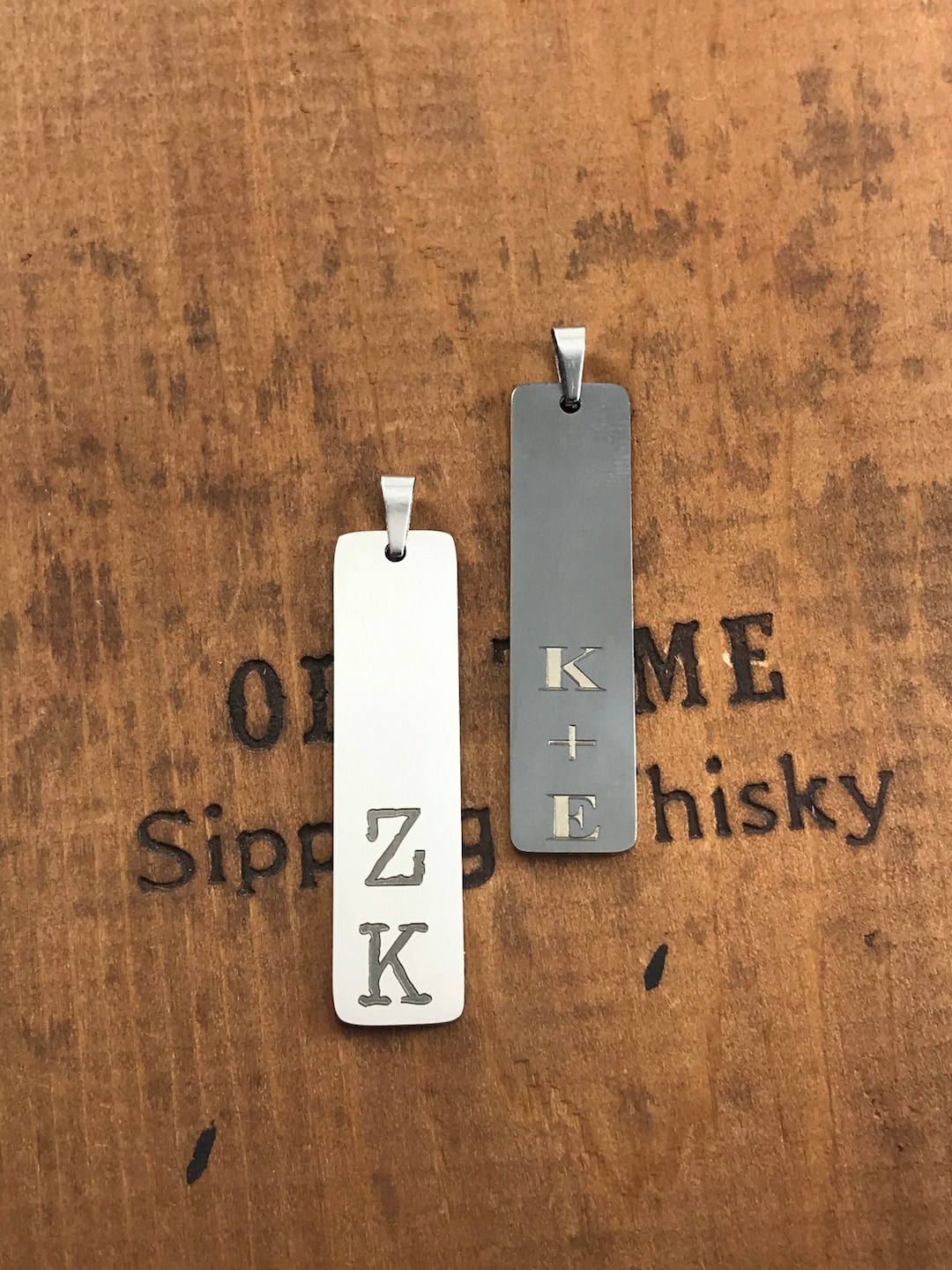 Custom Engraved Pendant Only - Personalized Minimalist Rectangle ...