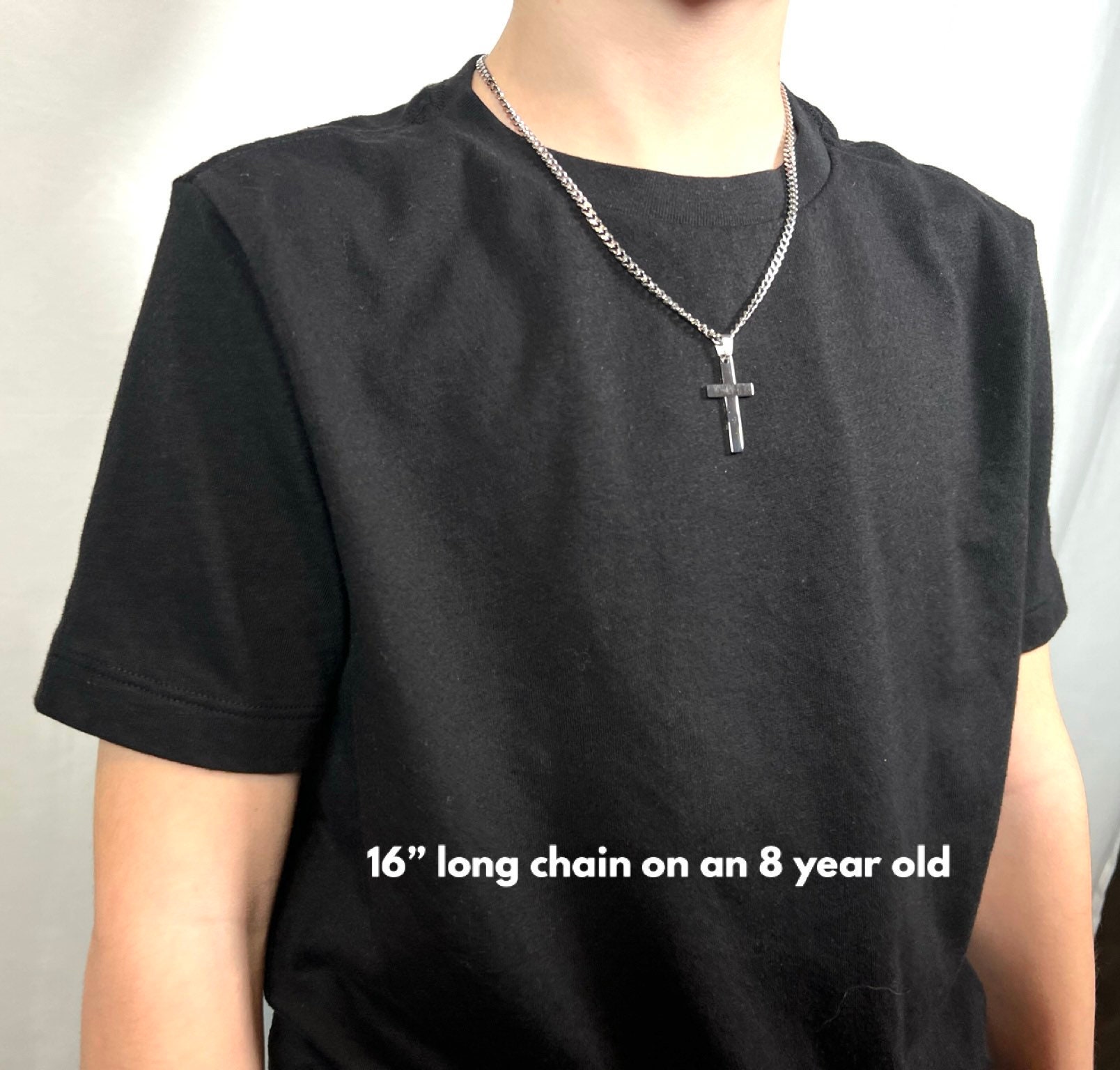 Boys Engraved Cross Rope Chain Necklace - Kids Cross Necklace - Custom ...